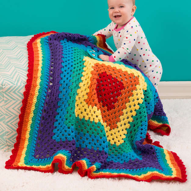 Rainbow Granny Square Throw - Handmade Learning Here