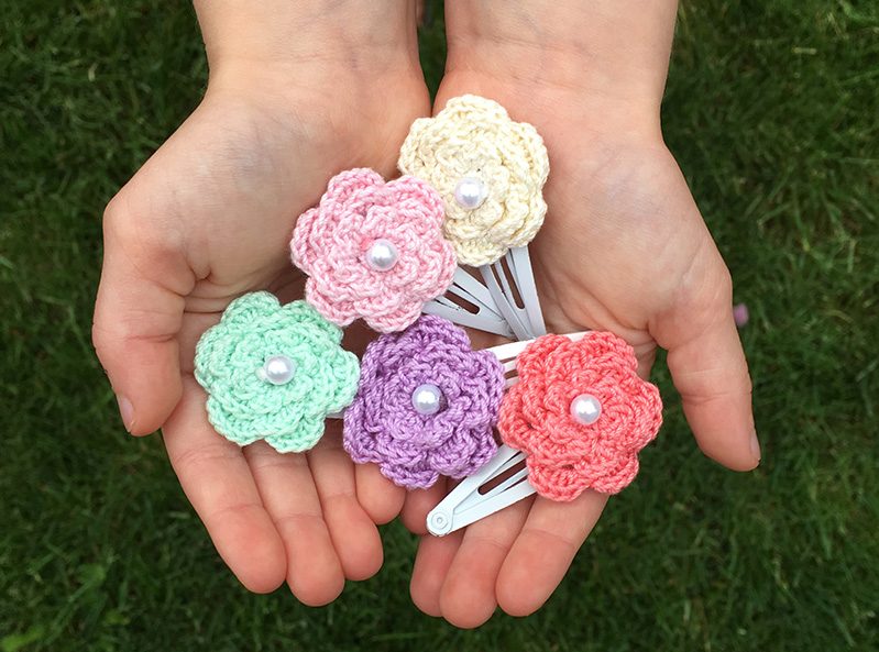Easy Crochet Hair Clips - Handmade Learning Here