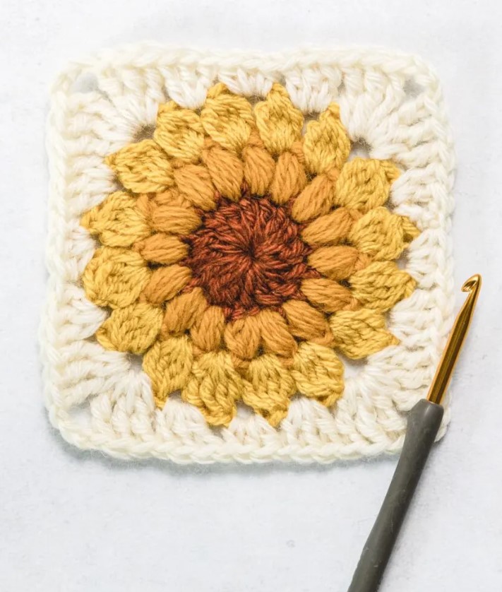 Crochet Sunburst Granny Square - Handmade Learning Here