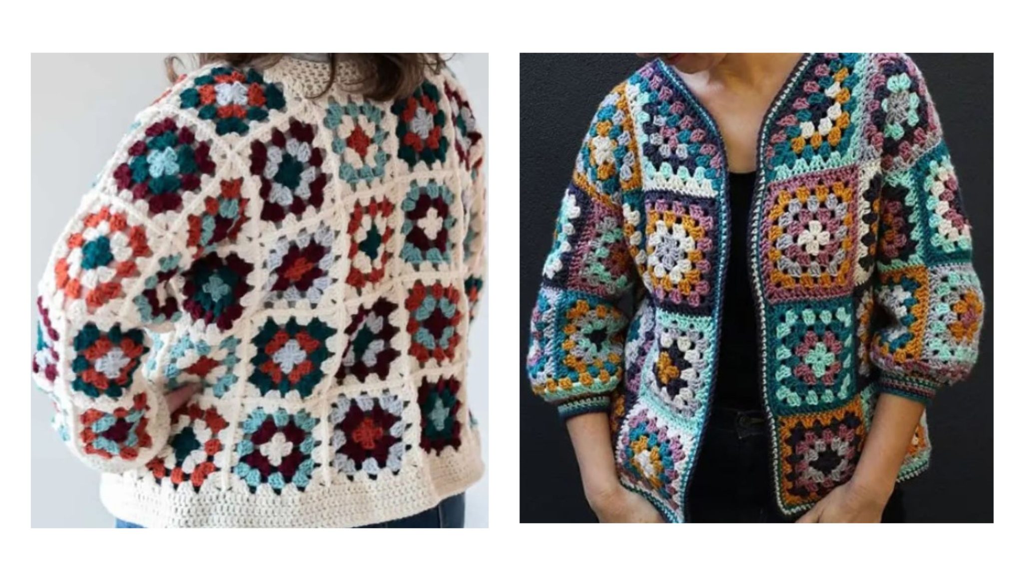 Colorful Cardigan with Granny Square - Handmade Learning Here