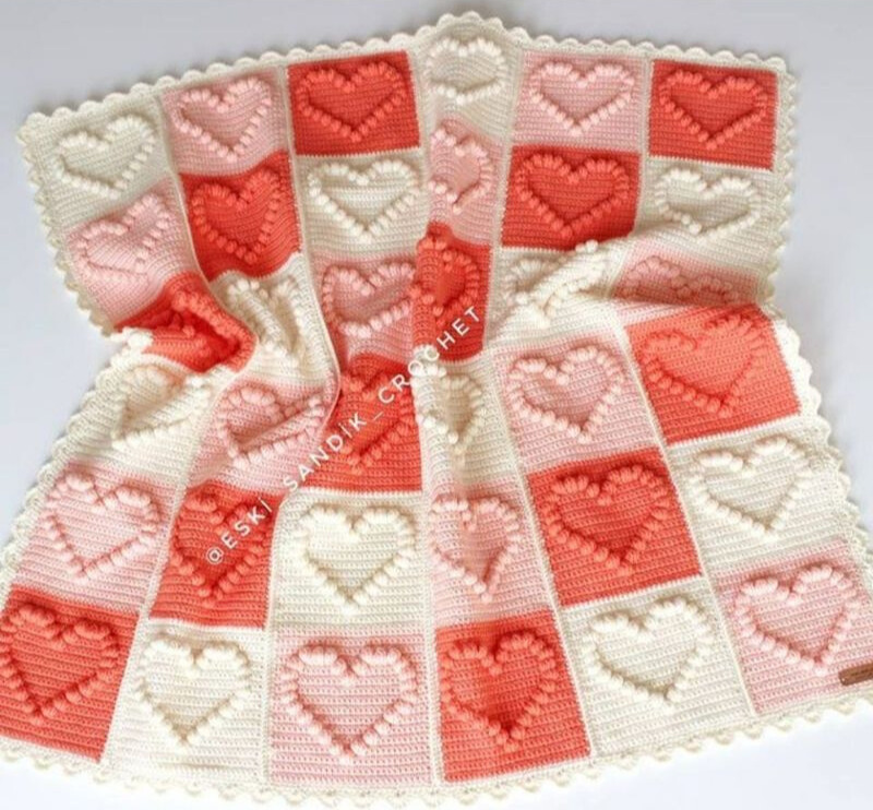 Crochet Heart Bobble - Handmade Learning Here