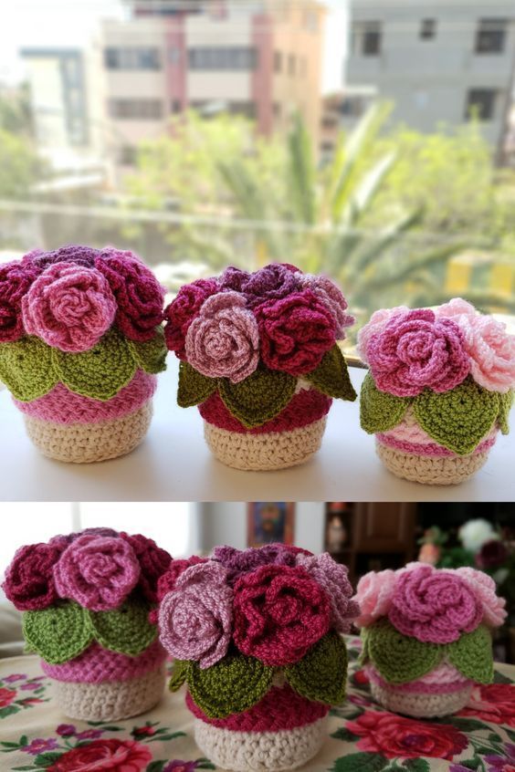 Crochet Flower Pot - Handmade Learning Here