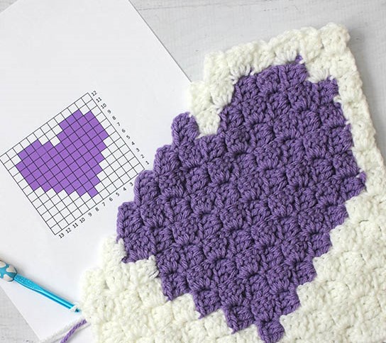 C2C Heart Square Blanket - Handmade Learning Here