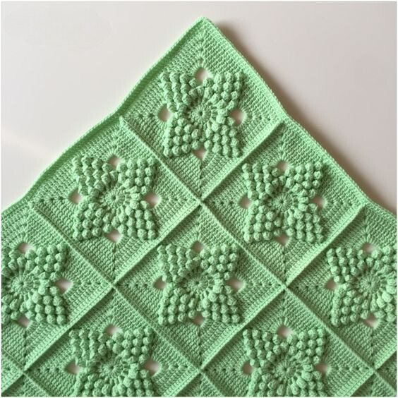 Popcorn Stitch Flower Square - Handmade Learning Here