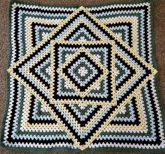 Squared Diamond Granny Throw - Handmade Learning Here