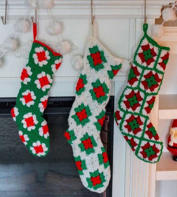 Granny Square Christmas Stocking - Handmade Learning Here