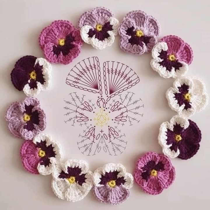 Crochet Pansies - Handmade Learning Here