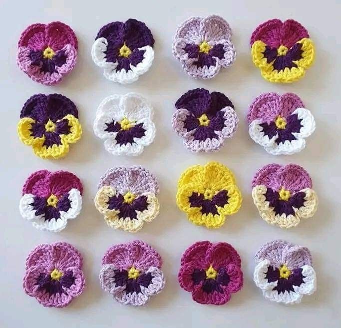 Crochet Pansies - Handmade Learning Here